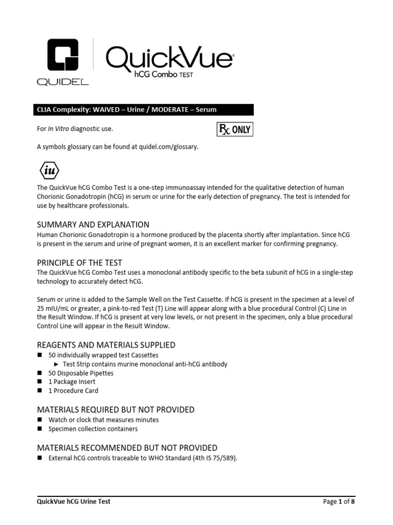 QuickVue HCG Combo PKG Insert | PDF