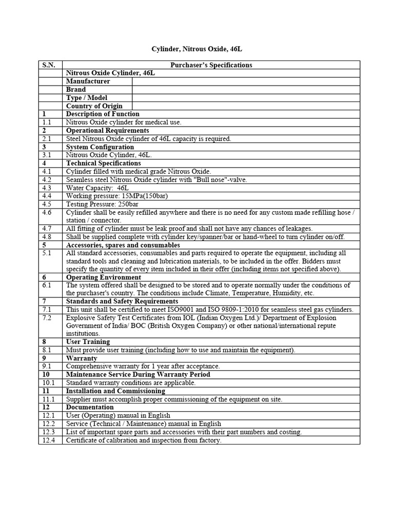 Cylinder,_Nitrous_Oxide,_46L | PDF