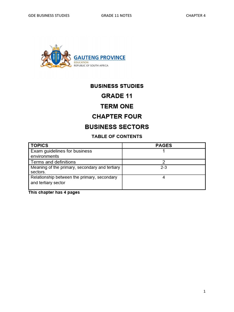 Chapter 4 - Business Sectors | PDF