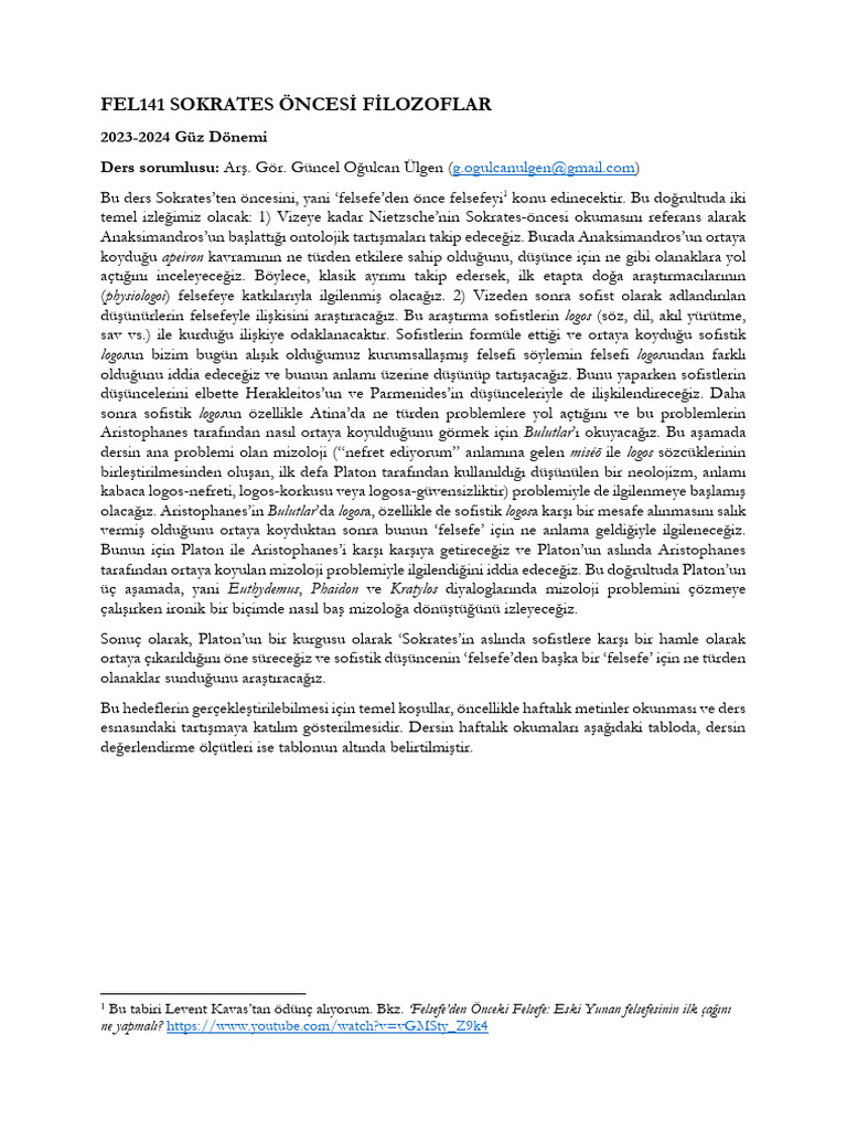 Sokrates Öncesi Filozoflar İzlence | PDF