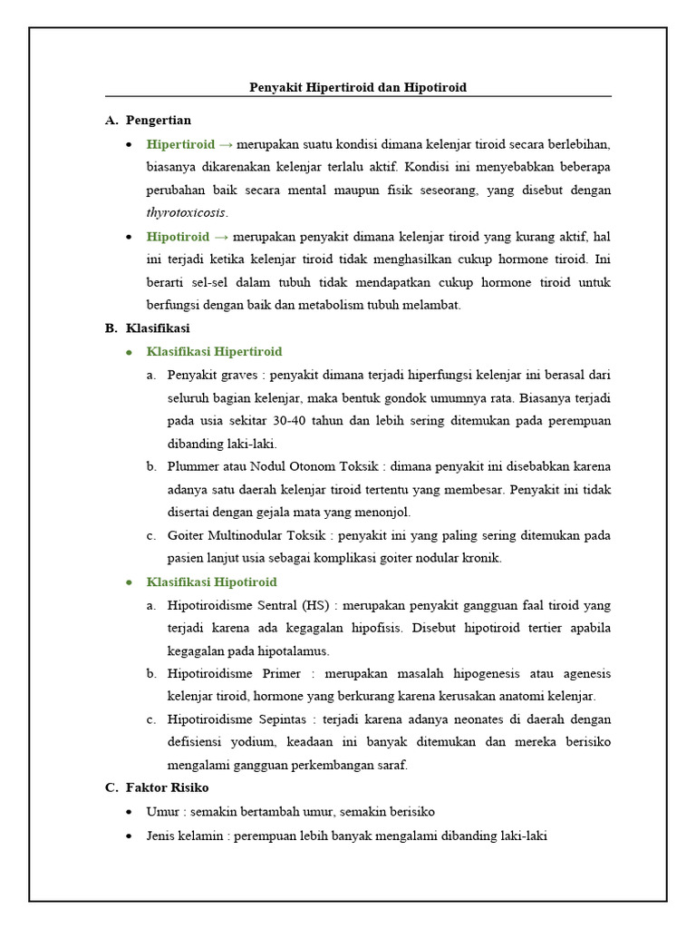 Perbandingan Hipertiroid dan Hipotiroid | PDF