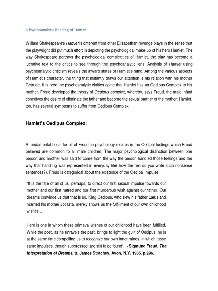 Hamlet's Oedipal Complex with Gertrude | PDF | Oedipus Complex | Hamlet