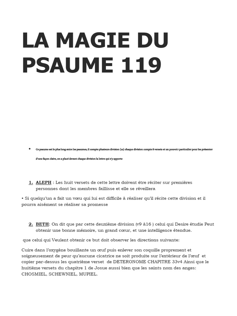 La Magie Du Psaume Ac | PDF