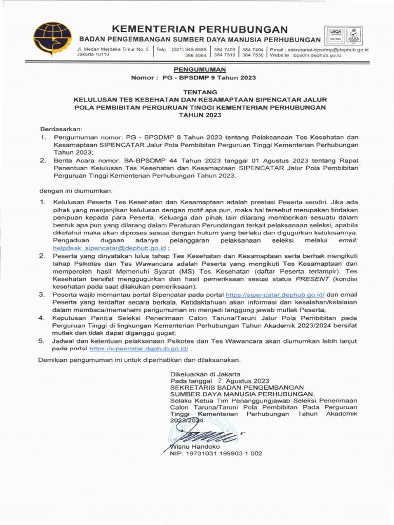 PG-BPSDMP 9 Tahun 2023 | PDF