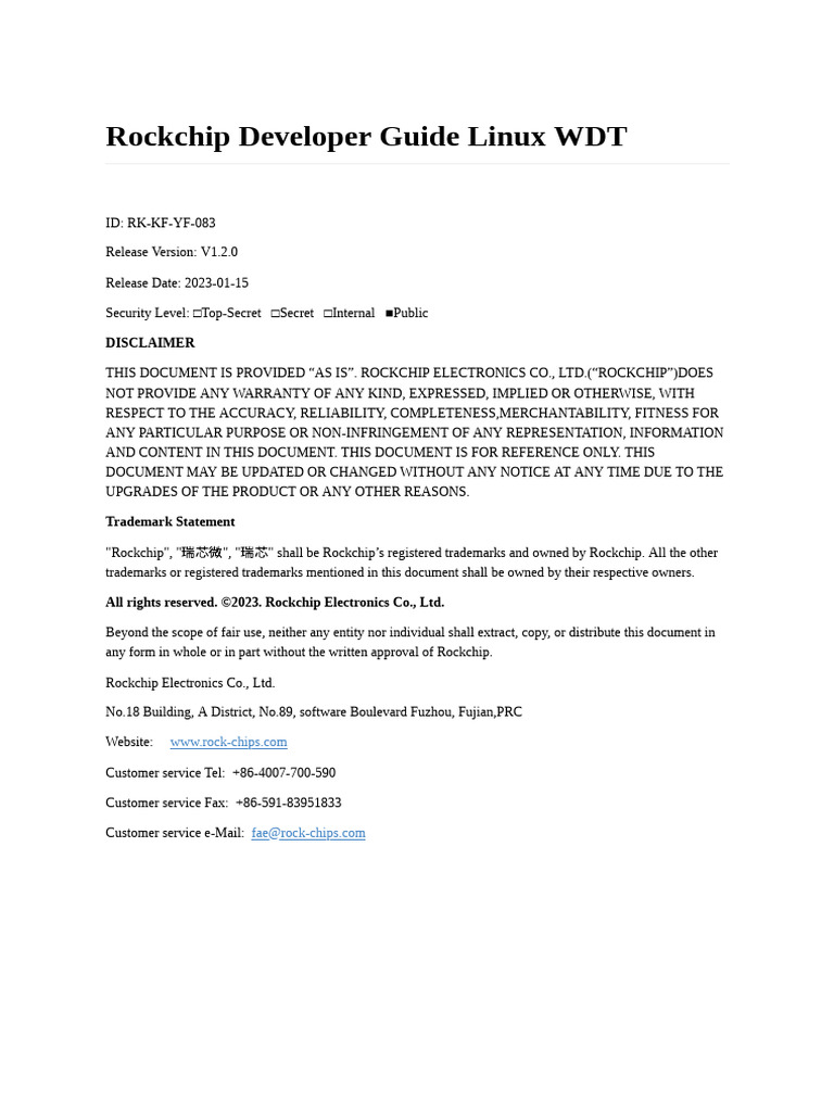 Rockchip Developer Guide Linux WDT EN | PDF