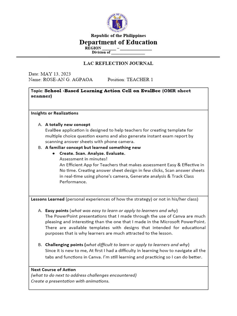 Lac Reflection Journal | PDF