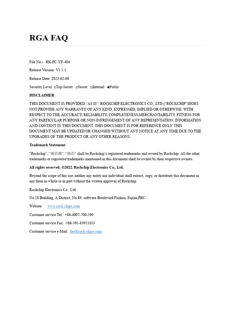 Rockchip FAQ RGA EN | PDF