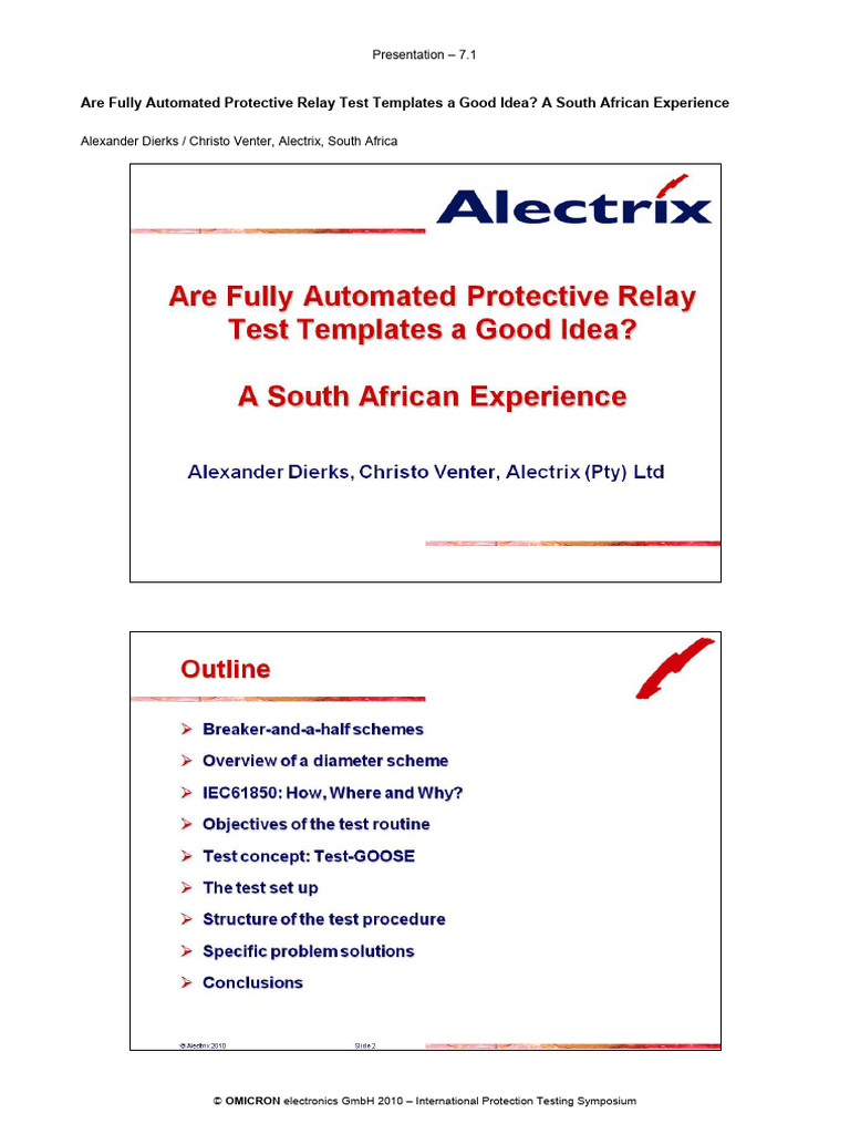 Automated Protective Relay Test Template Paper IPTS 2010 Dierks ENU | PDF