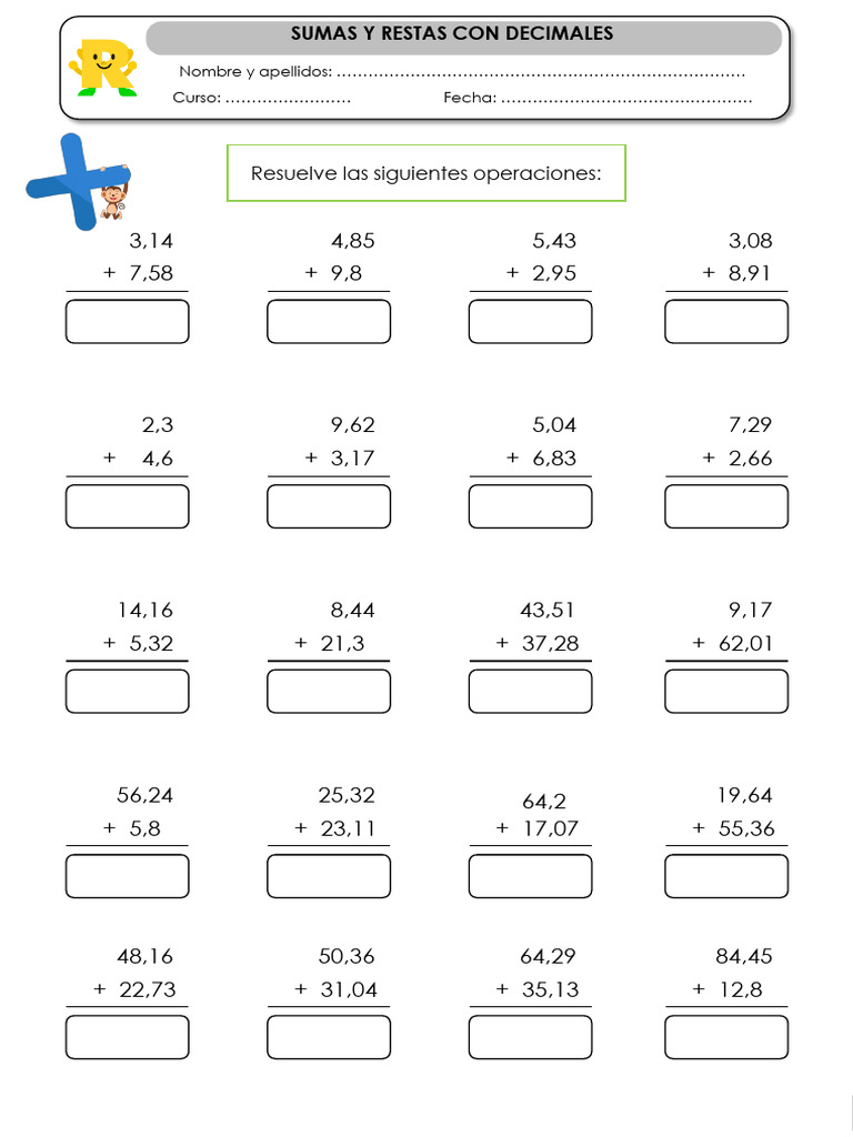 Sumas y Restas Con Decimales | PDF