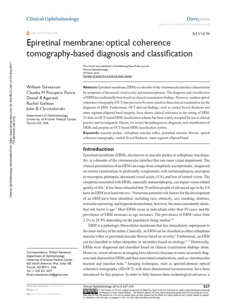 Epiretinal Membrane Optical Coherence Tomography-B | PDF