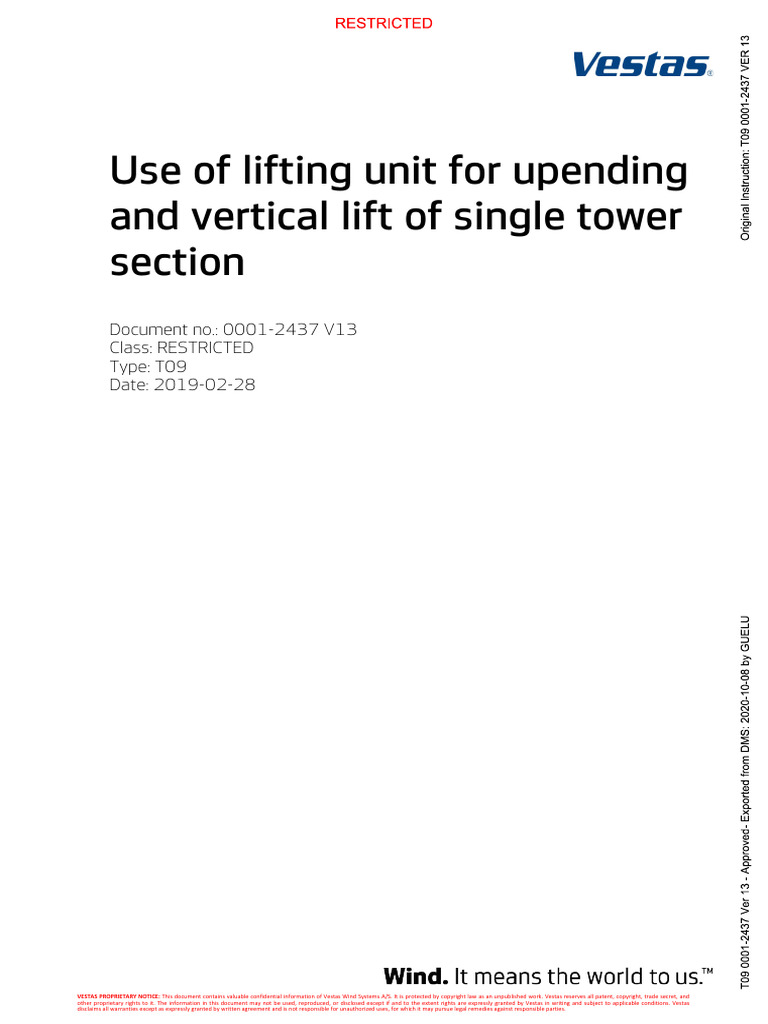 0001-2437 Use of Lifting Unit For Upending and Vertical Lift of Single ...