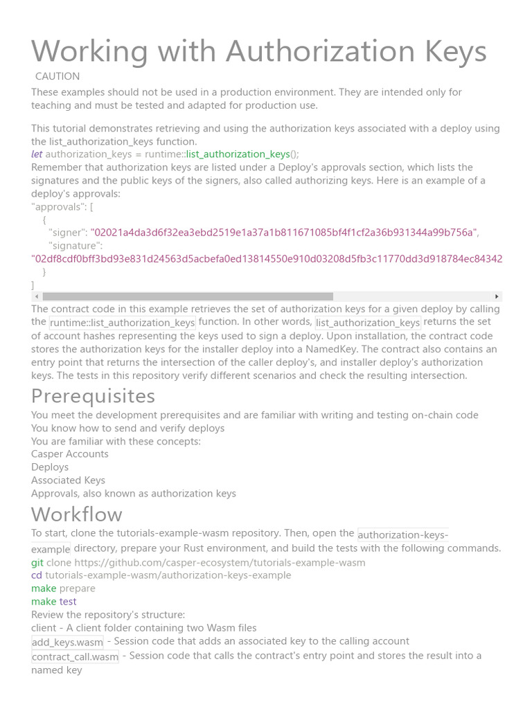Authorization Keys - Casper | PDF | Directory (Computing) | Software