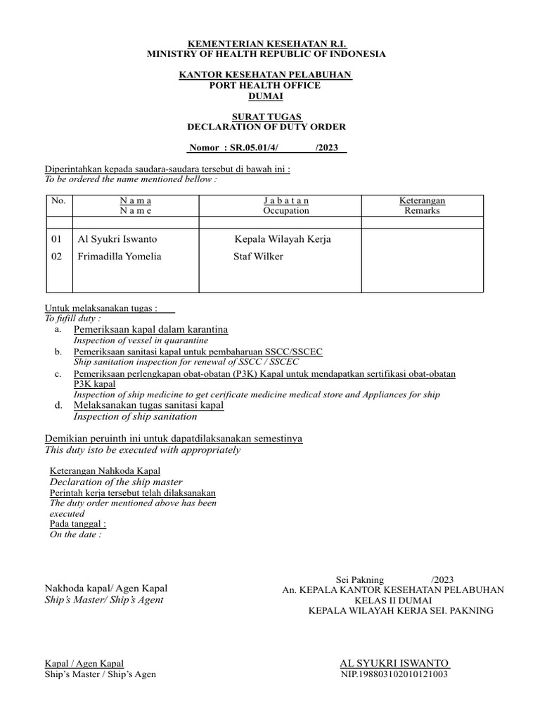 Surat Tugas BG Sukri | PDF