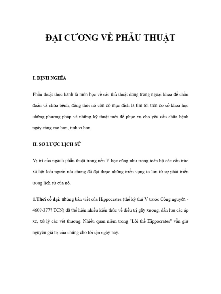 Dai Cuong Ve Phau Thuat PDF | PDF