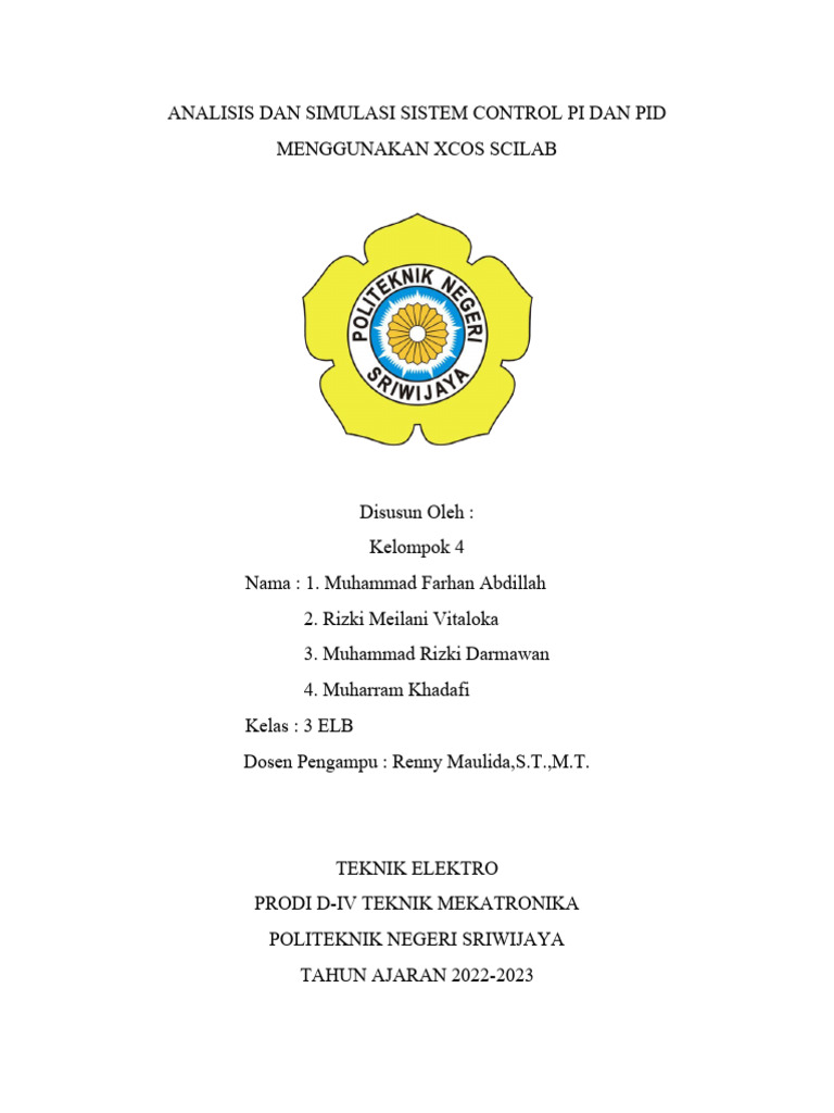 ANALISIS DAN SIMULASI SISTEM CONTROL PID Kelompok 4 | PDF