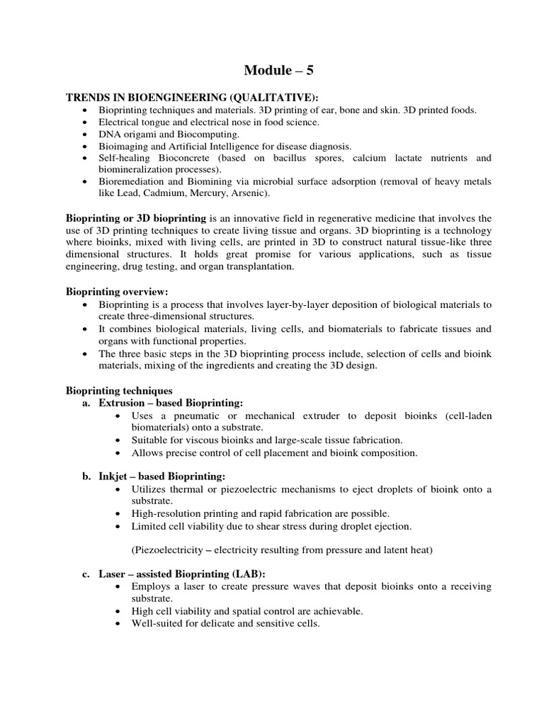 Biology For Engineers - Module 5 | PDF