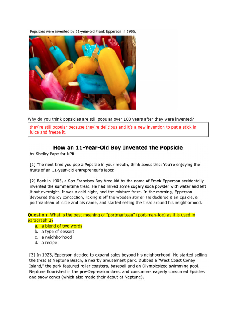 Ahmed Aboul Foutouh - How An 11-Year-Old Boy Invented The Popsicle | PDF