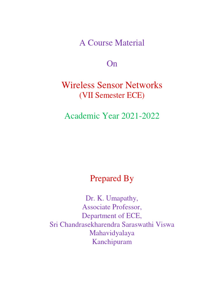Dr.K.Umapathy - Wireless Sensor Networks | PDF