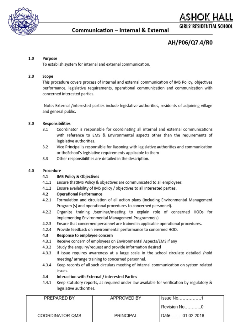 Internal and External Communication Protocol | PDF