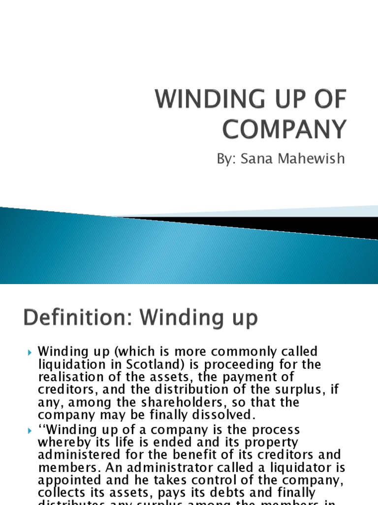 Winding Up of A Company | PDF | Liquidation | Business