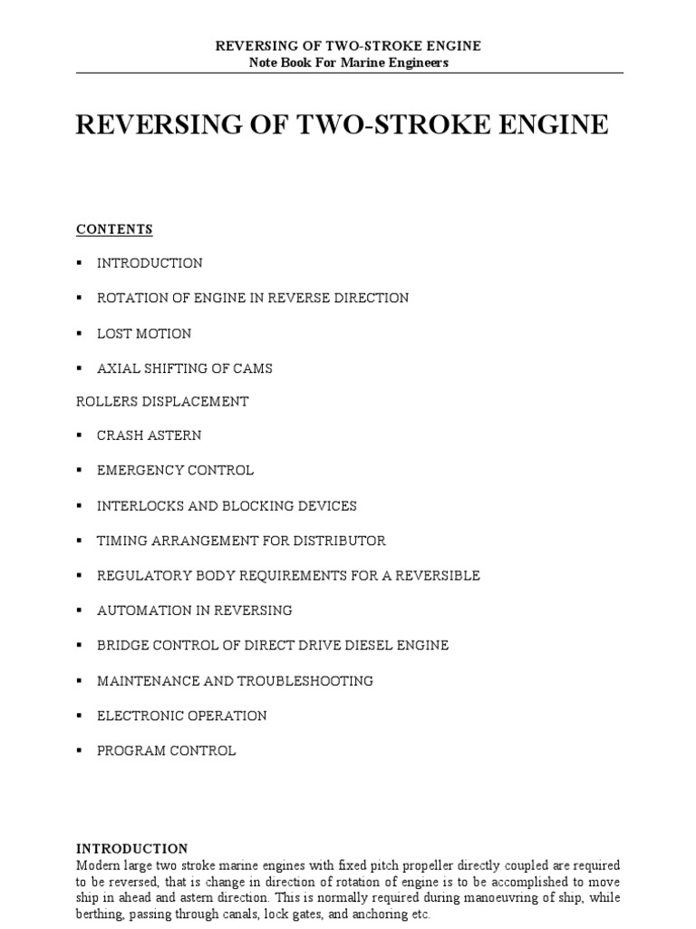 Two-Stroke Engine Reversing Mechanism | PDF | Internal Combustion ...