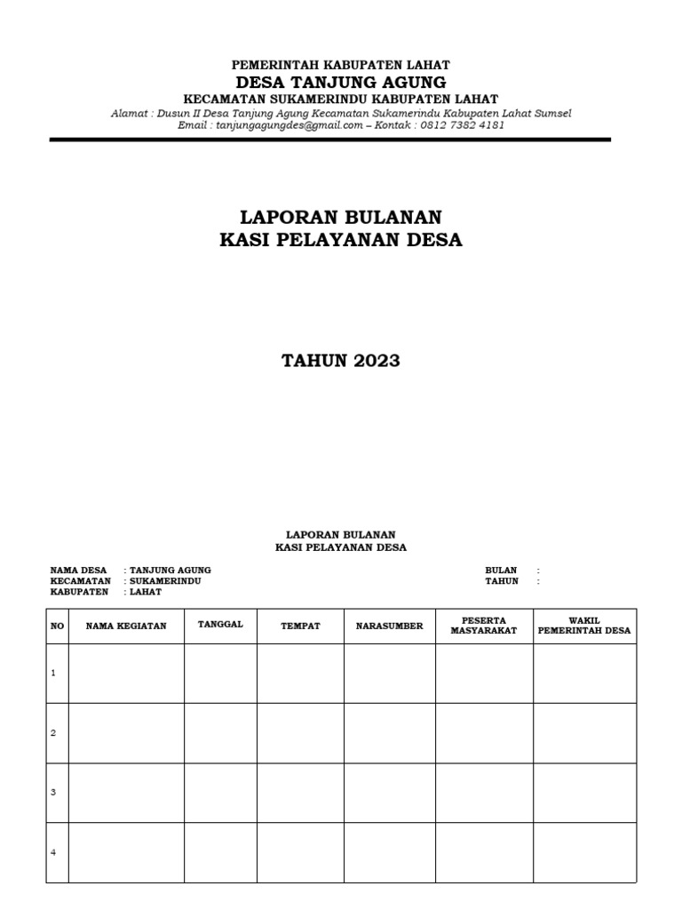 Laporan Kasi Pelayanan Desa | PDF