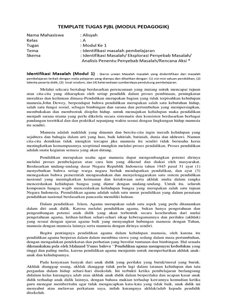 Modul Pedagogik PjBL: Identifikasi Masalah | PDF