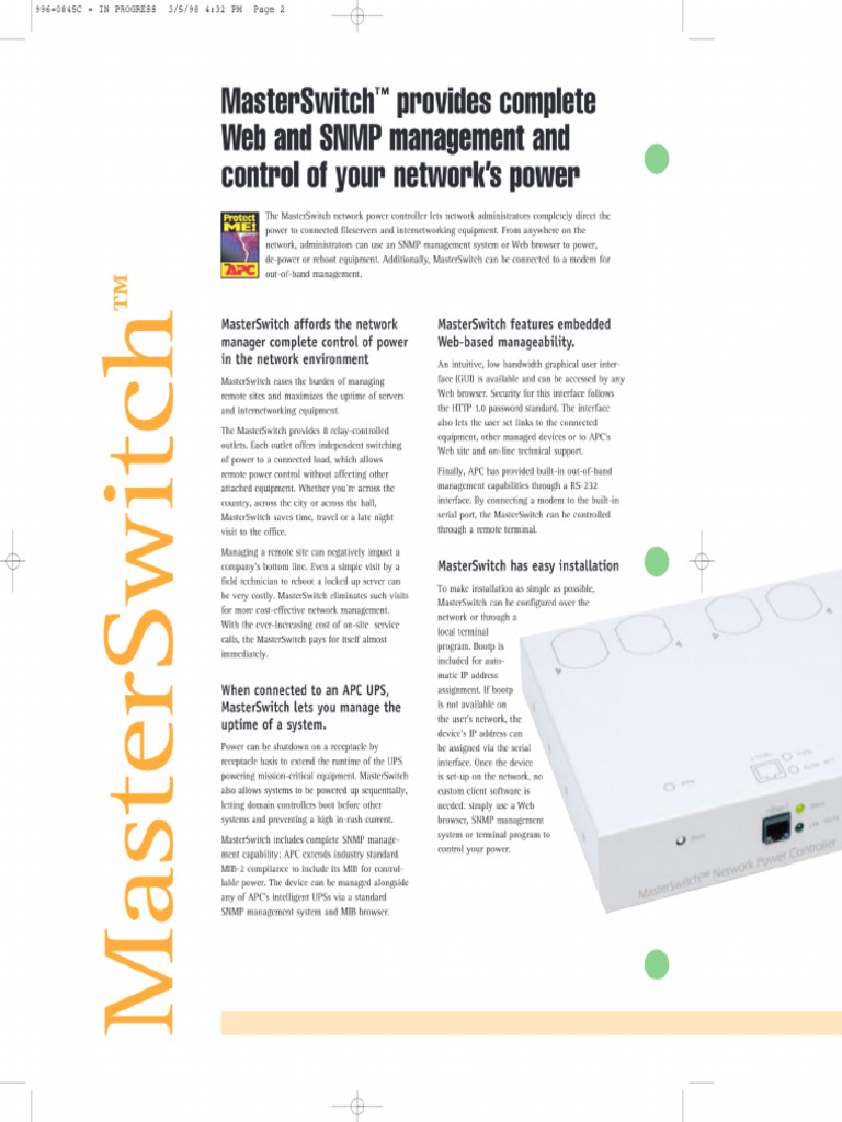 AP9210 Apc Masterswitch | PDF