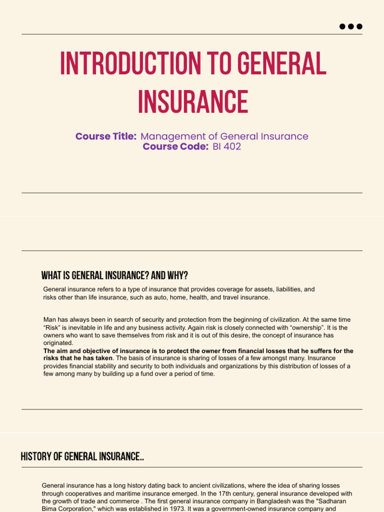 Introduction To General Insurance | PDF