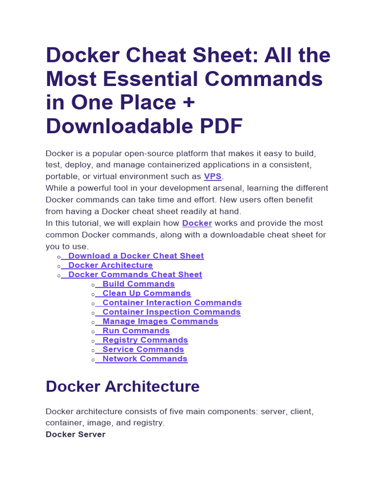 Docker Cheat Sheet | PDF