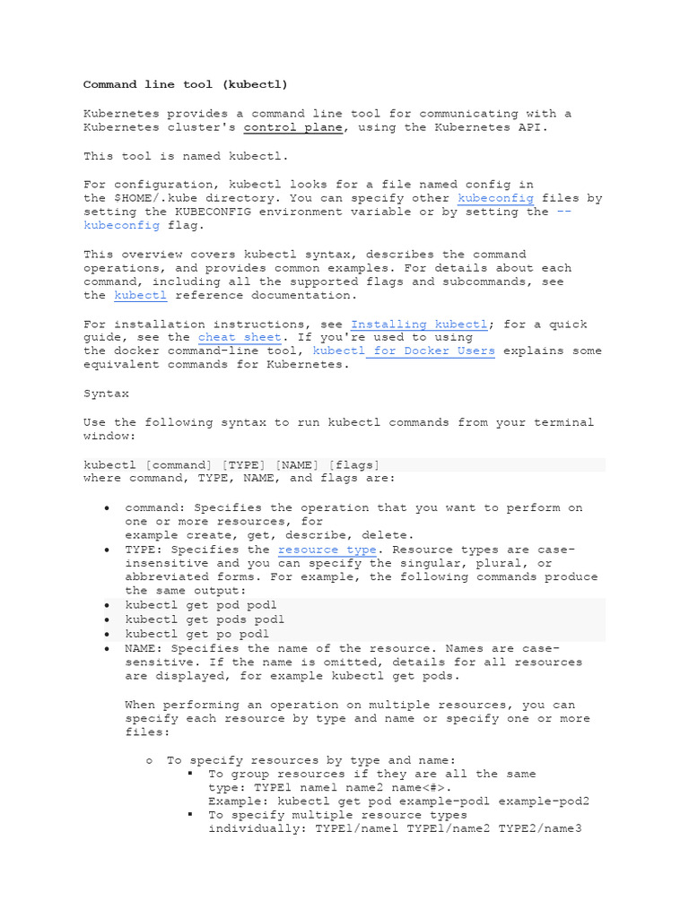 Command Line Tool Kubectl Pdf