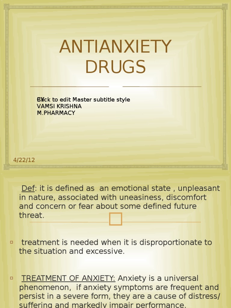 Anti Anxiety Drugs | PDF | Benzodiazepine | Medical Treatments