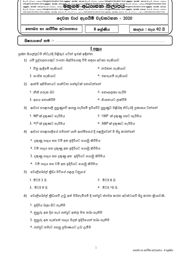 Grade 8 Health Paper | PDF
