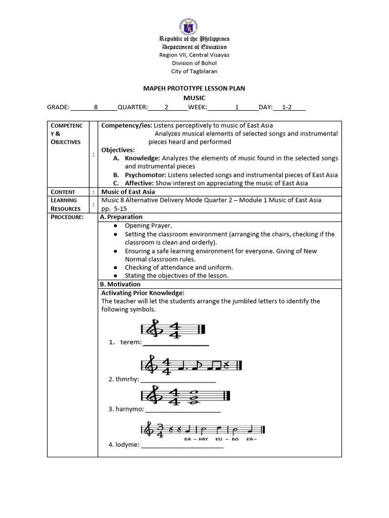 Grade 8 MUSIC-8-Q2 | PDF | Songs | Scale (Music)