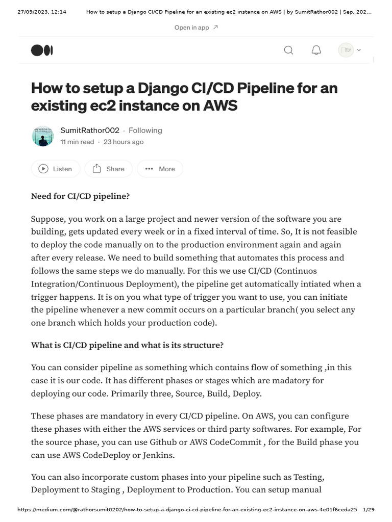 How To Setup A Django CI - CD Pipeline For An Existing Ec2 Instance On AWS - by SumitRathor002 ...