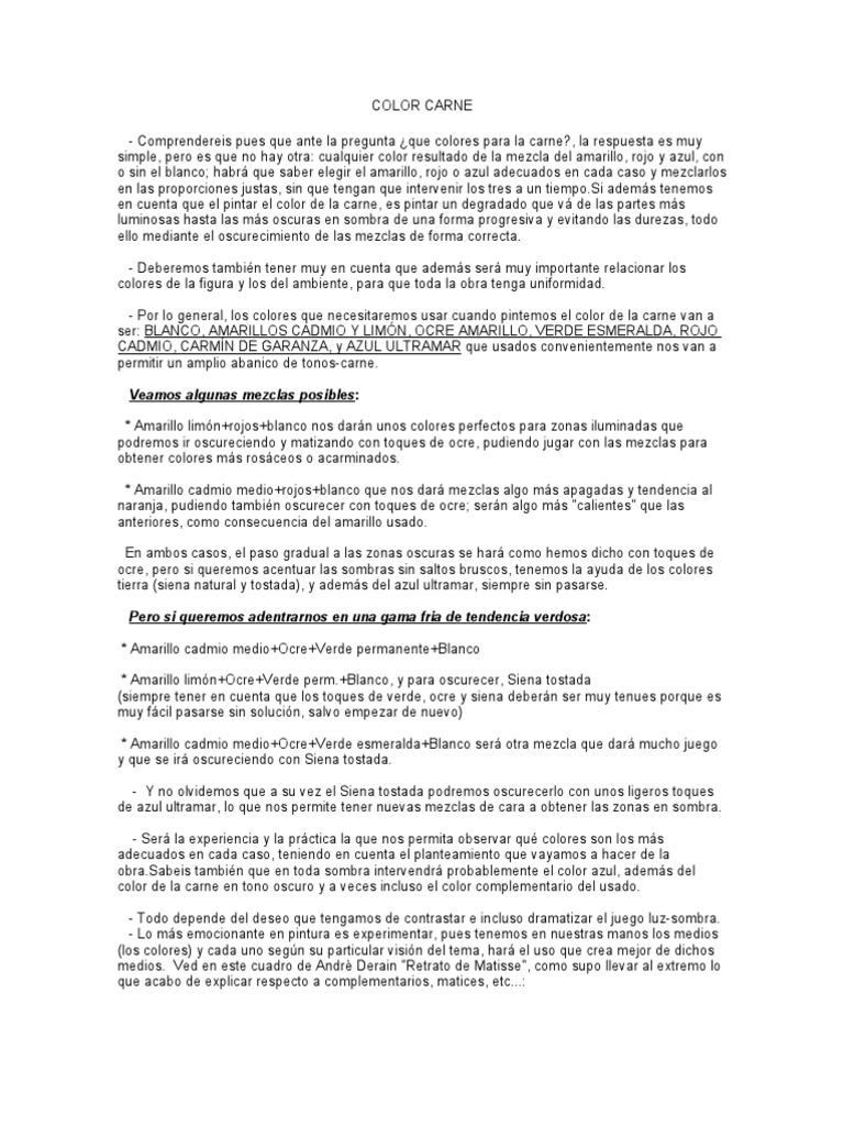 Cómo Mezclar el Color Carne en Pintura | PDF | Pinturas | Color