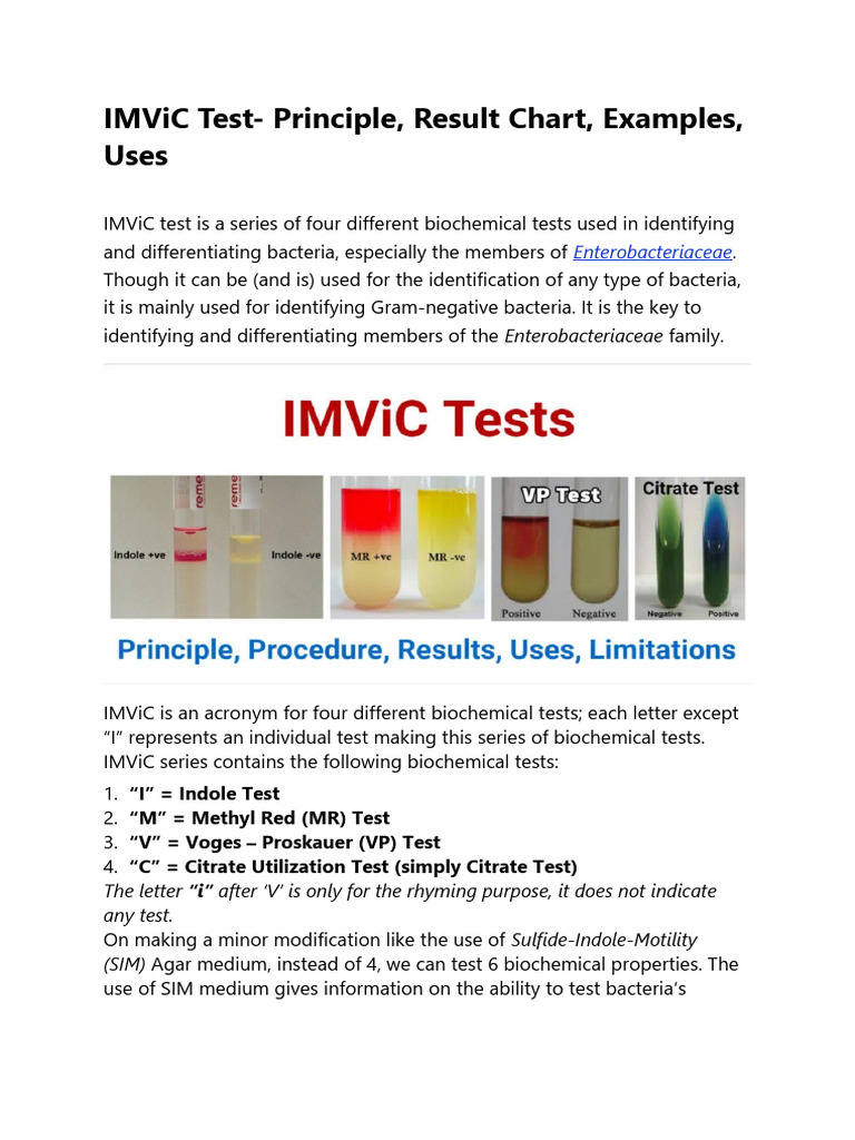 IMViC Test (J) | PDF