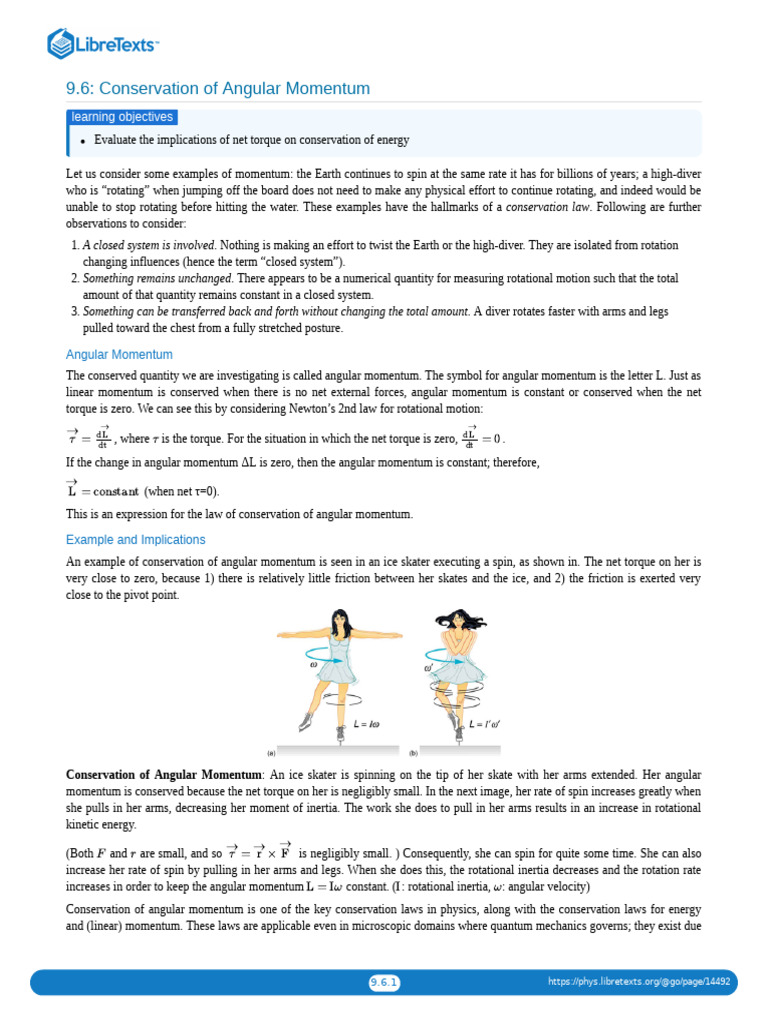 9.6 Conservation of Angular Momentum | PDF | Angular Momentum ...