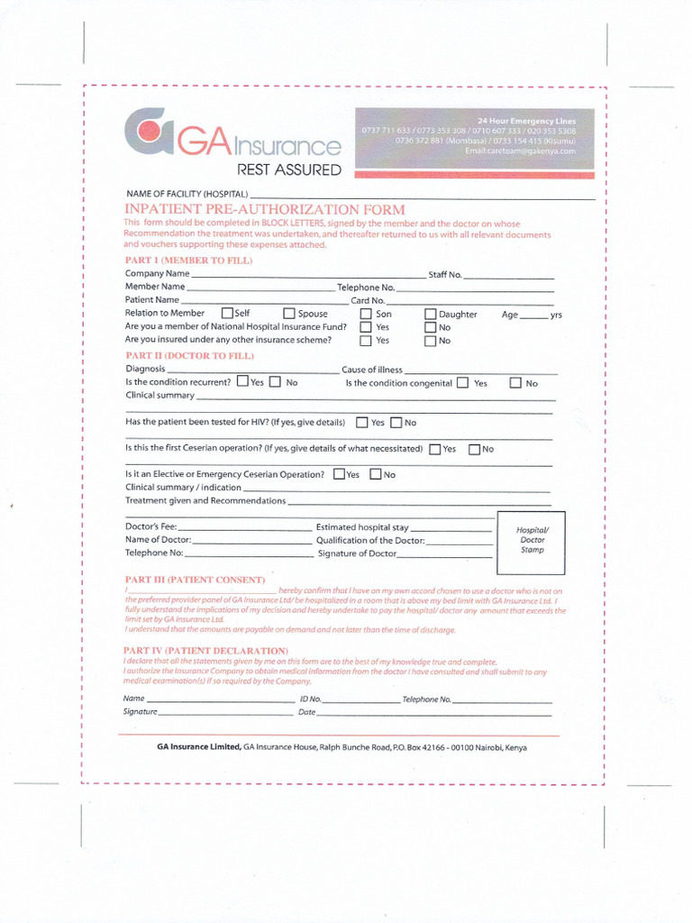 Ga Ip Preauth Form | PDF