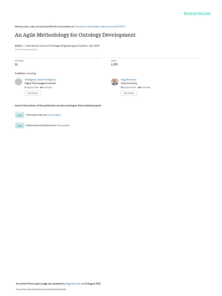 An Agile Methodology For Ontology Development - Abdelghany | PDF ... An Agile Methodology For Ontology Development - Abdelghany | PDF ...