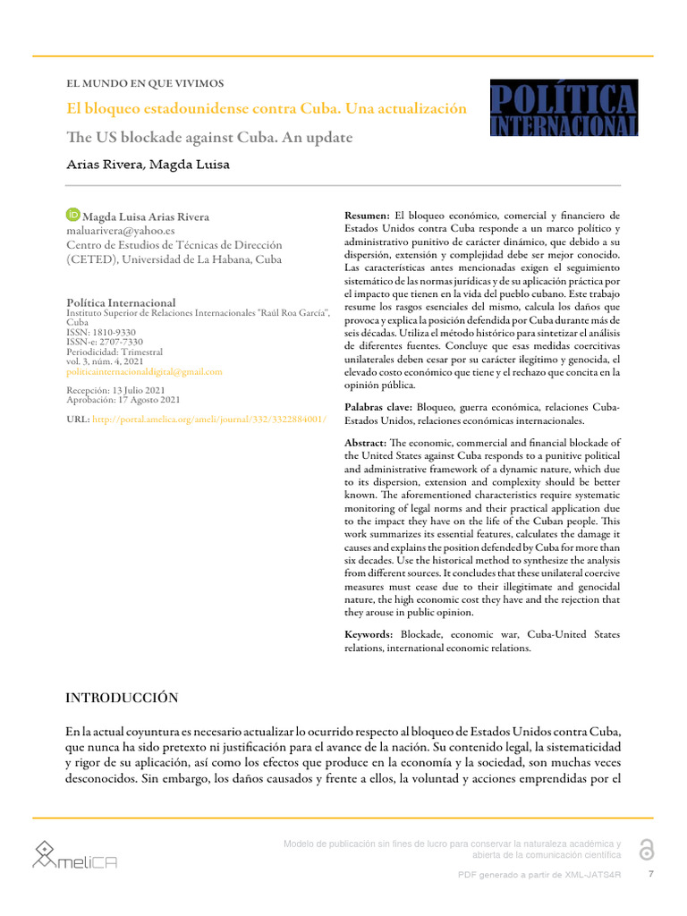 Impacto del Bloqueo de EE.UU. a Cuba | PDF | Cuba | Embargo de los ...