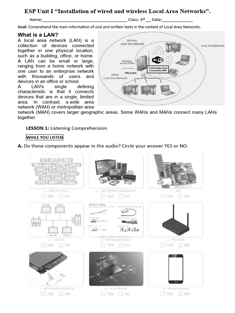 ESP Unit I - Installation of Wired and Wireless Local Area-Students | PDF