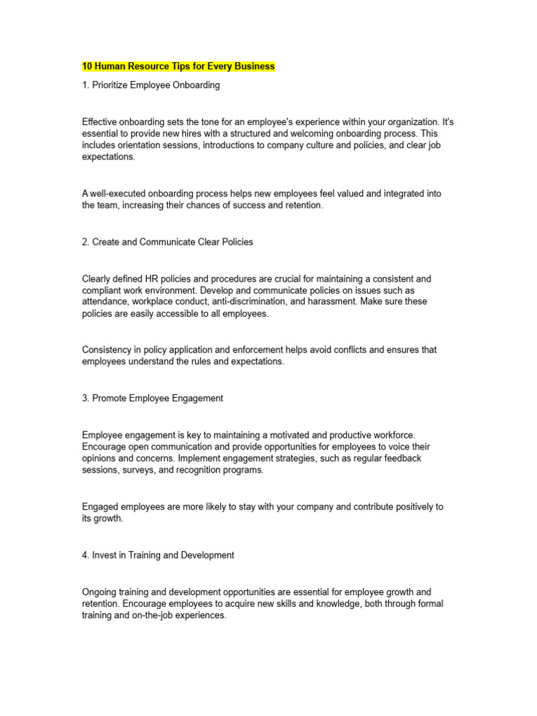 10 HR Tips | PDF | Employee Retention | Employment