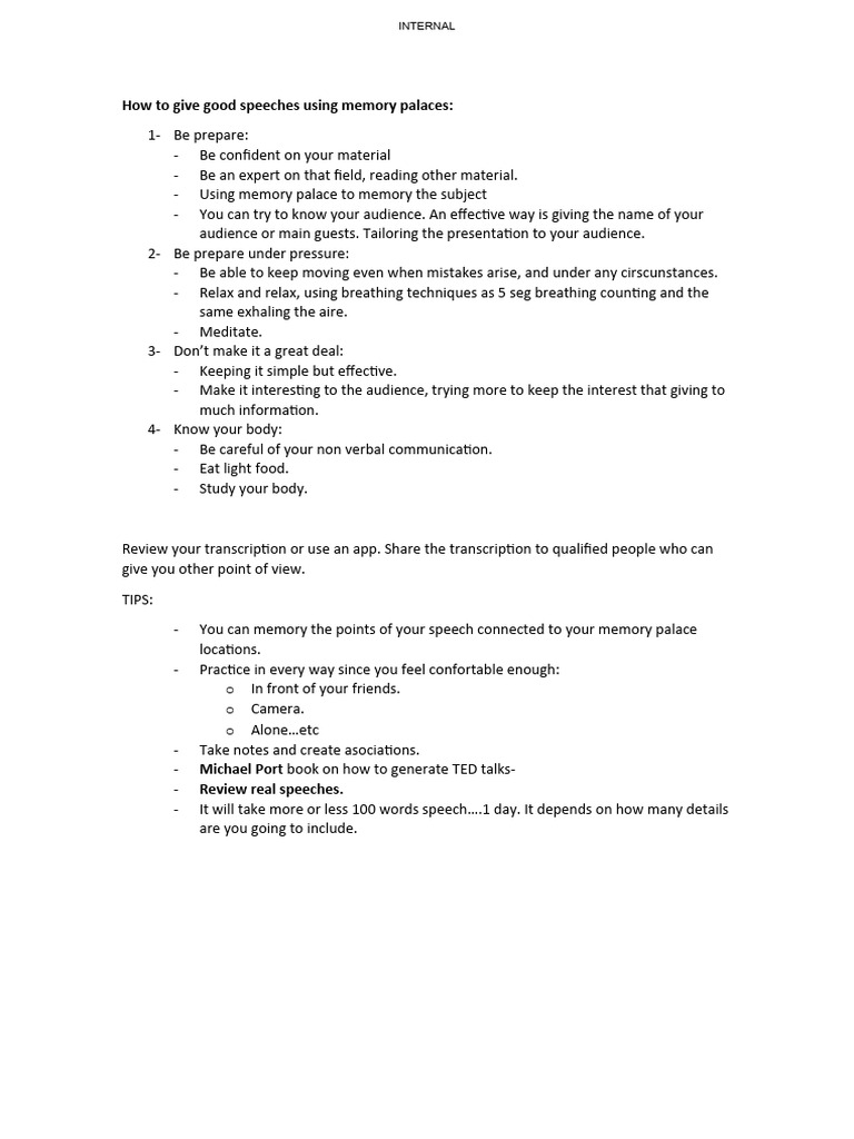 Speech with Memory Palace | PDF