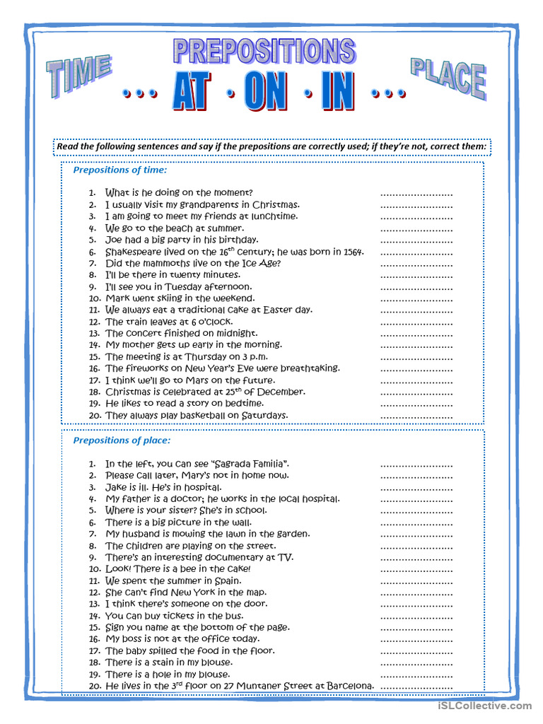Prepositions of Time & Place - At, On, in | PDF | Traditions | Observances