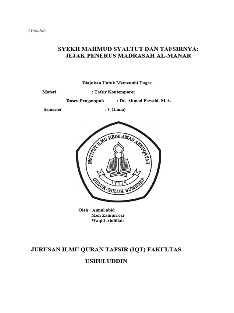 Tafsir Maudhu'i Syekh Mahmud Syaltut | PDF | Agama & Spiritualitas