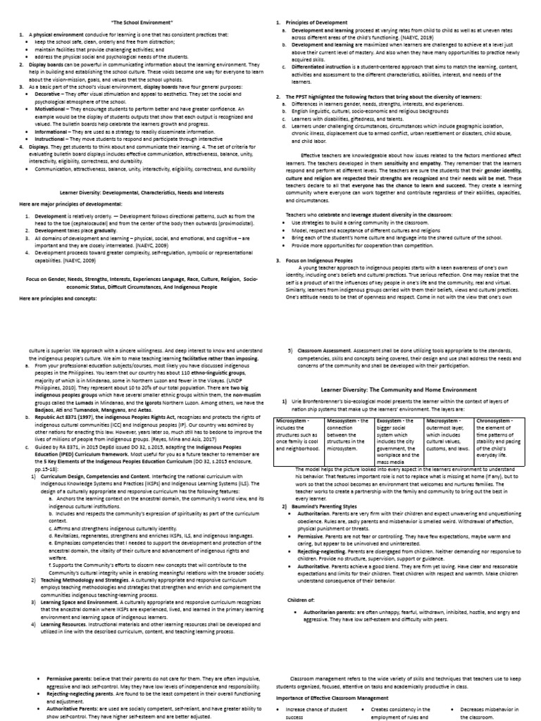 FS 1-EPISODE 1-16-Reviewer | PDF | Curriculum | Classroom Management