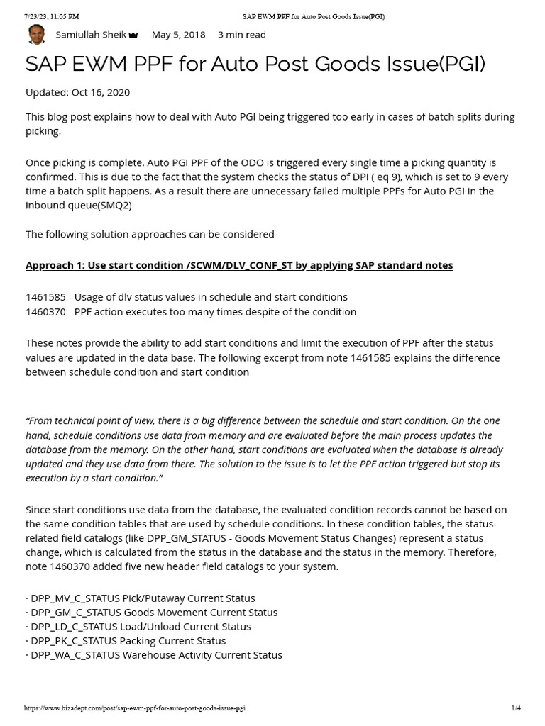 SAP EWM PPF For Auto Post Goods Issue (PGI) | PDF | Computer ...