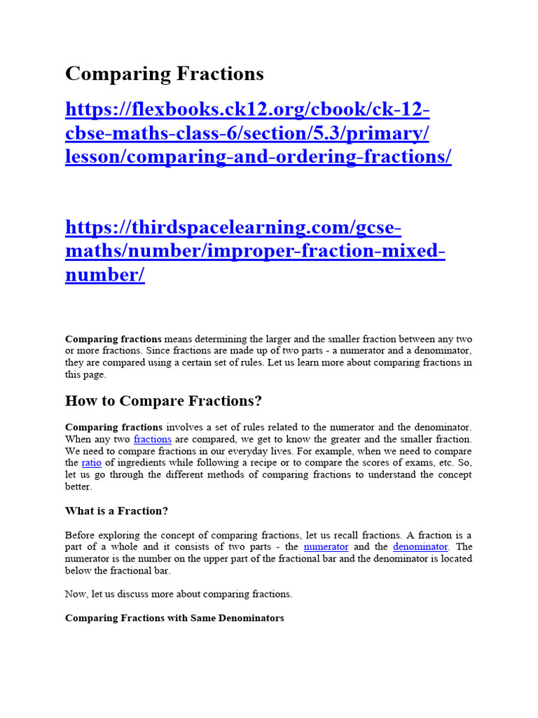 Comparing Fractions33 | PDF | Numbers | Lexicology