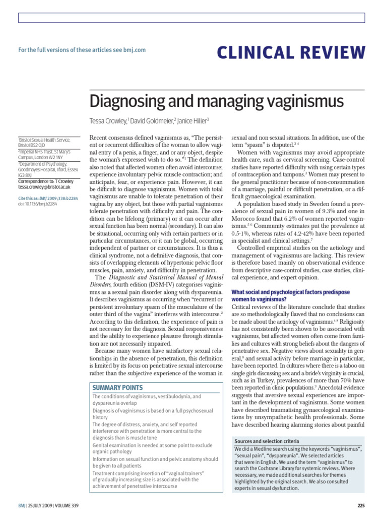 crowley2009 - вагинизм | PDF | Vagina | Clinical Medicine